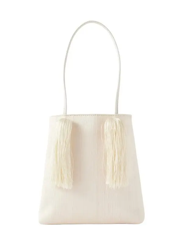 Le Sundial Le Salon Tasseled Dupioni Clutch - Neutrals