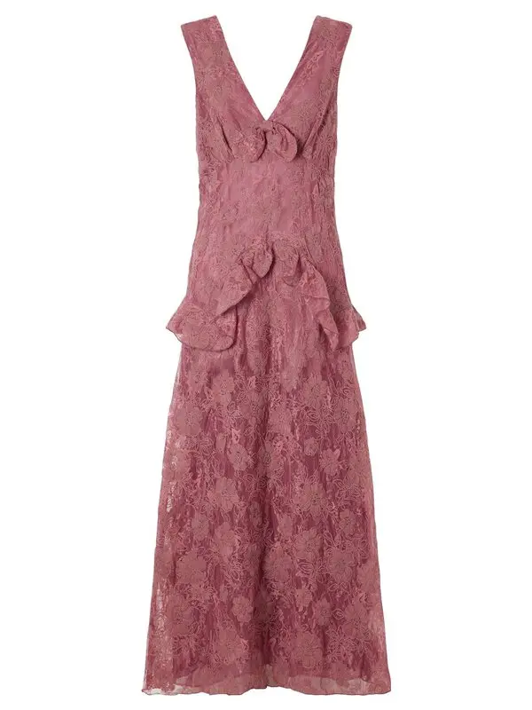 Anna Sui Lace Embroidered Midi Dress - Pink