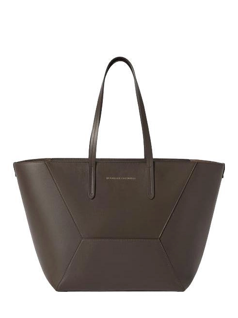 Brunello Cucinelli Calfskin Bc Duo Bag With Monili - Brown