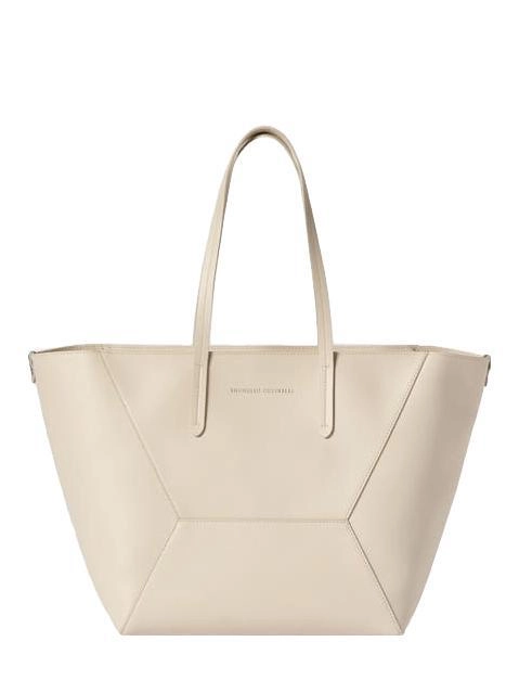 Brunello Cucinelli Calfskin Bc Duo Bag With Monili - Ivory