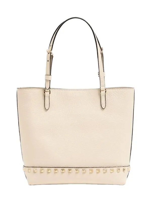 Valentino Garavani Rockstud Small Leather Tote - White