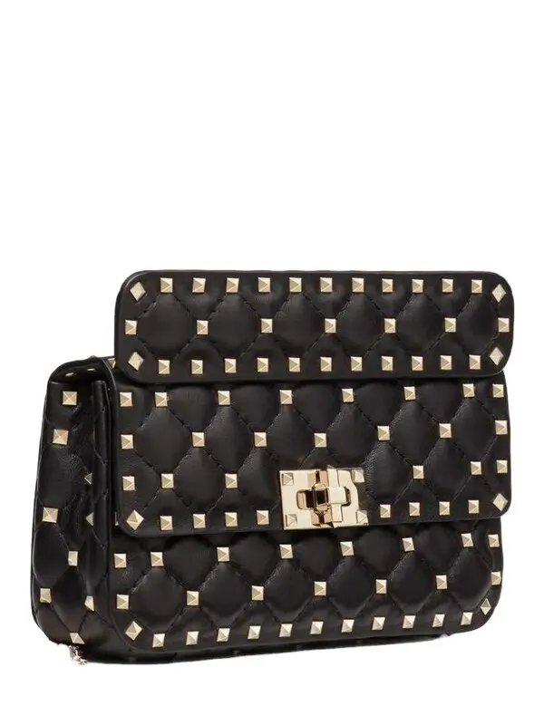 Valentino Garavani Rockstud Spike Small Leather Shoulder Bag - Black