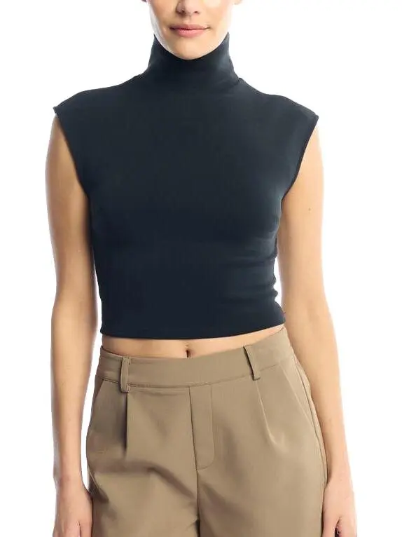 LBLC THE LABEL Winslow Sleeveless Turtleneck Top - Black