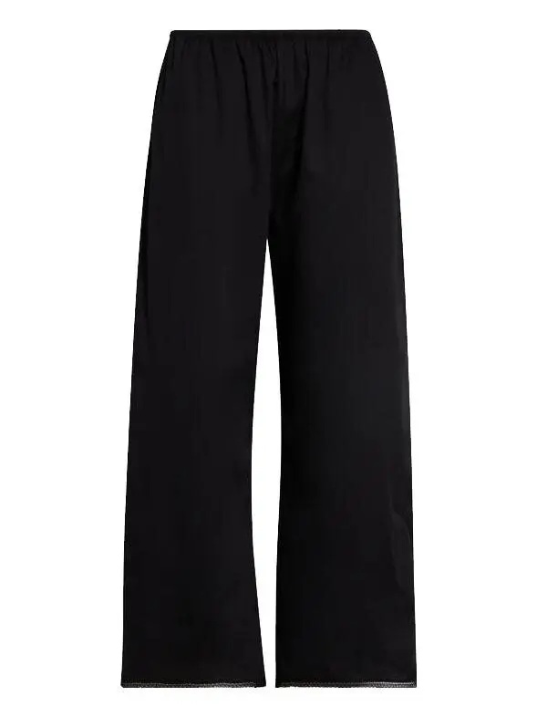 LESET Yoko Lace Trim Cotton Cropped Pants - Black