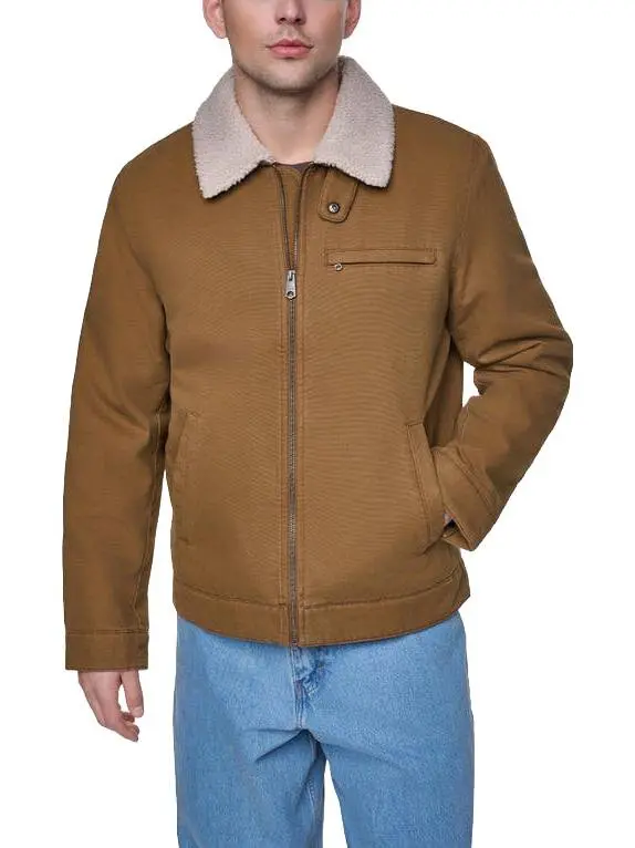 LEVI'S Western Utility Jacket With Faux Shearling Collar - Brown