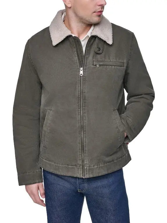 LEVI'S Western Utility Jacket With Faux Shearling Collar - Olive