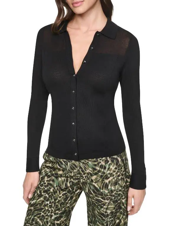 Dkny Colorblock Cotton Cardigan - Black/black