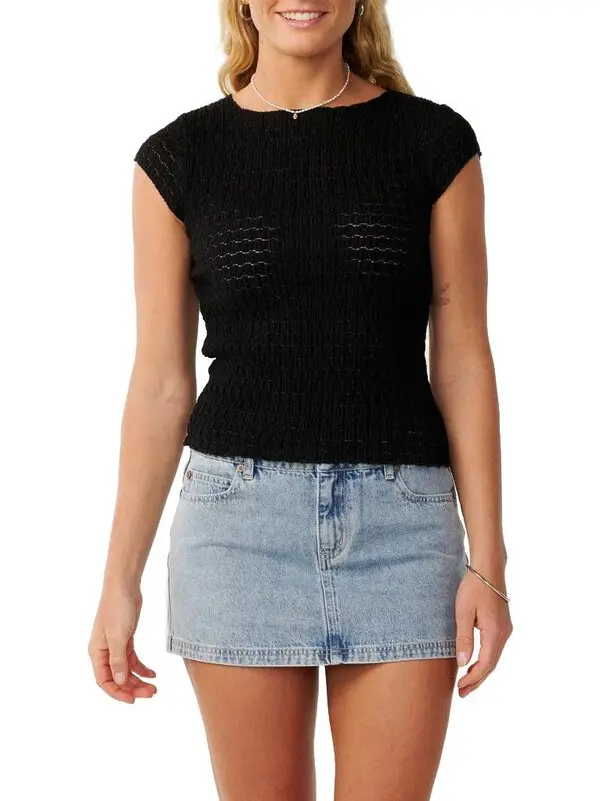 Rip Curl Bossa Nova Textured Open-knit Top - Black