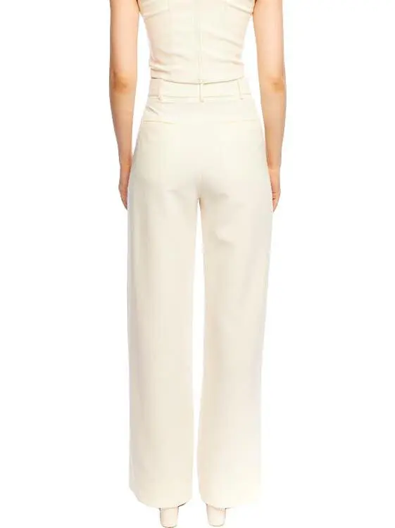 LBLC THE LABEL Danny Wide-leg Pleated Front Trousers - Ivory