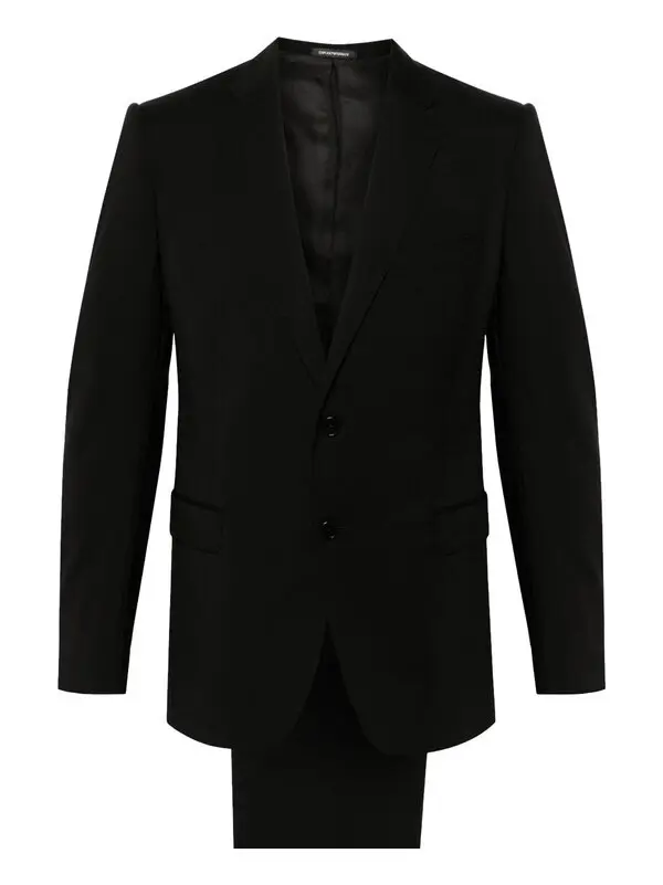 Emporio Armani Wool Single-breasted Suit - Black