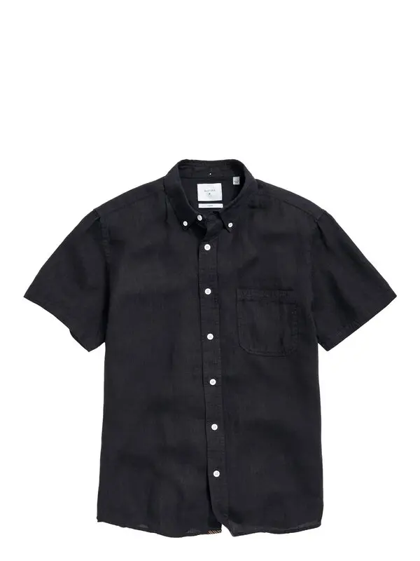Billy Reid Short Sleeve Linen Tuscumbia Shirt Button Down - Black