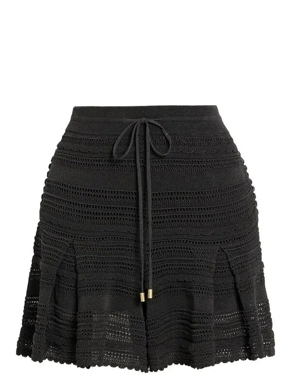 Zimmermann Pleated Pointelle Knit Paperblend Shorts - Black