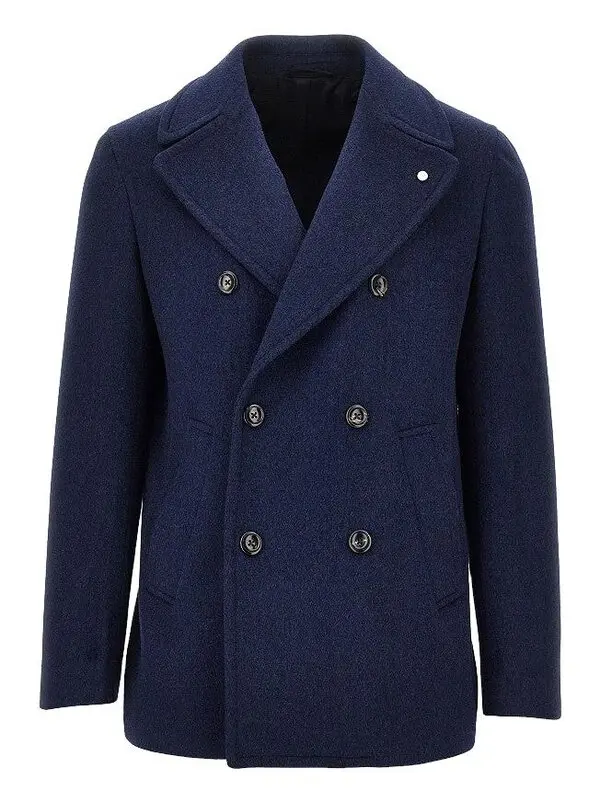 LUIGI BIANCHI Virgin Wool Double-breasted Jacket - Blue