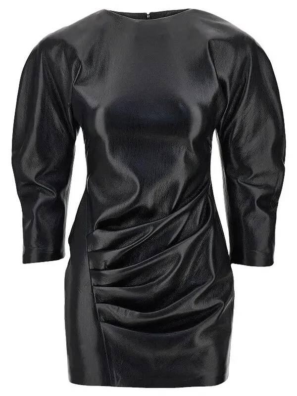 Andamane The Attico 'new Amanda' Faux Leather Dress - Black