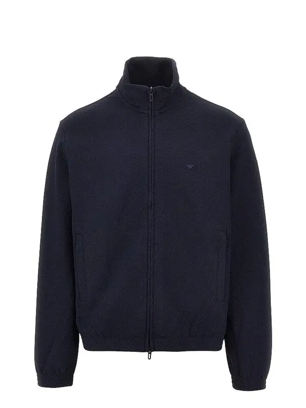 Emporio Armani Piquet Jersey Full-zip Sweatshirt - Blue