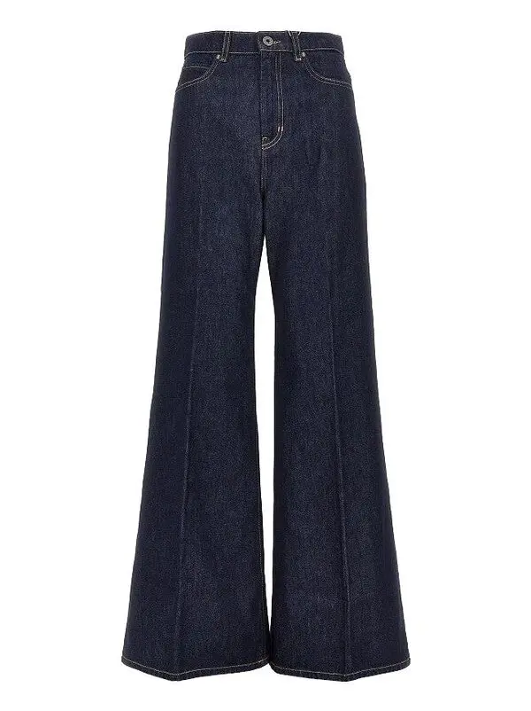 Max Mara Cotton Denim Wide-leg Jeans - Blue