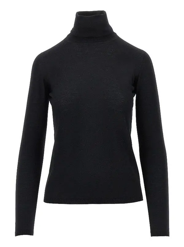 Max Mara Virgin Wool Knit Turtleneck - Black