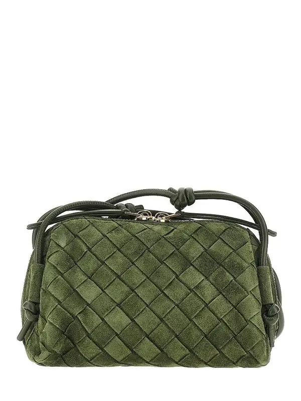 Bottega Veneta Intrecciato Suede Leather Pouch Bag - Green