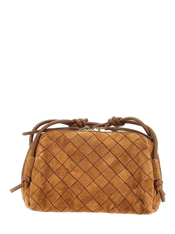 Bottega Veneta Intrecciato Suede Leather Pouch - Brown