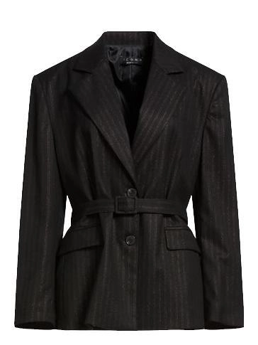 KAOS Single-breasted Striped Blazer With Belt - Black