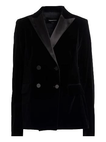 Fabiana Filippi Double-breasted Blazer In Velvet - Black