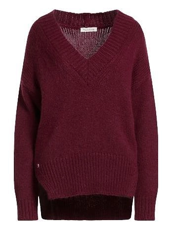 MANILA GRACE Turtleneck Alpaca Wool Blend Knit Sweater - Red