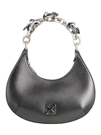 OFF-WHITE™ Lambskin Hobo Bag With Chain Top Handle - Black