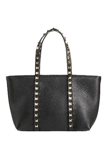 Valentino Garavani Pebbled Leather Studded Tote Bag - Black