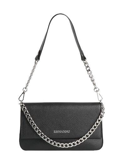 ERMANNO FIRENZE Pebbled Leather Clutch With Chain Strap - Black