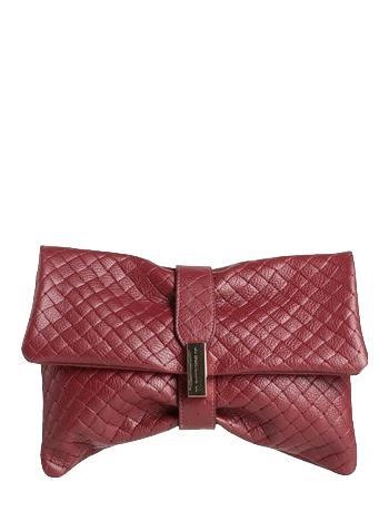 MARC ELLIS Pebbled Leather Braided Clutch With Twist-lock Fastening - Brick