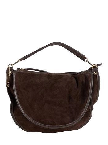 LAURA DI MAGGIO Dark Suede Maxi Hobo Bag - Brown