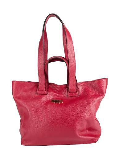 BALDININI Taupe Pebbled Leather Shoulder Bag With Logo Embellishment - Red