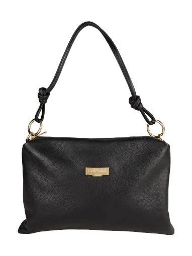 BALDININI Pebbled Leather Handbag With Gold Tone Logo Detail - Black