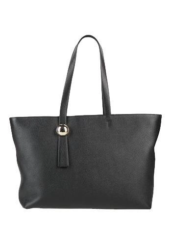 Furla Maxi Shopper Bag In Pebbled Leather - Black