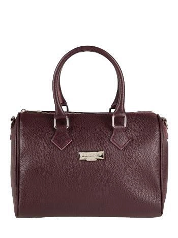 BALDININI Burgundy Pebbled Leather Bowler Bag With Appliqués - Red