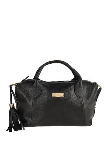 BALDININI Pebbled Leather Bowler Bag - Black