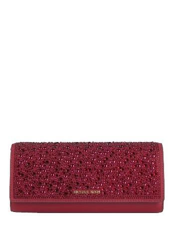 Michael Kors Embellished Leather Clutch - Red