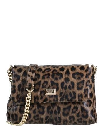 MARC ELLIS Leopard Print Leather Crossbody Bag - Beige