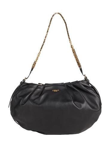 Moschino Leather Shoulder Bag With Gold Tone Chain - Black
