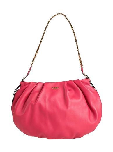 Moschino Leather Shoulder Bag With Gold Tone Chain - Magenta