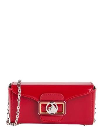 LANVIN Mini Glossed Leather Crossbody Bag With Appliqu - Red