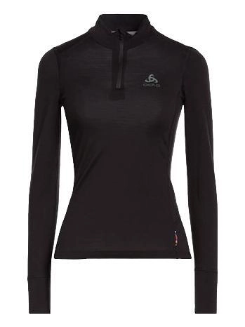 ODLO Merino Wool Long Sleeve Base Layer Top - Black