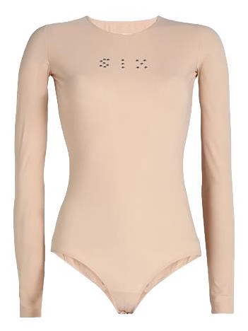 MAISON MARGIELA Polyamide And Elastane Bodysuit With Metal Appliqués - Beige