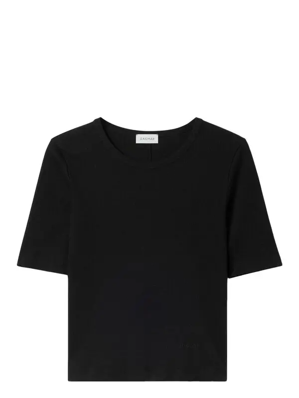 HOUSE OF DAGMAR Fitted Rib T-shirt - Black