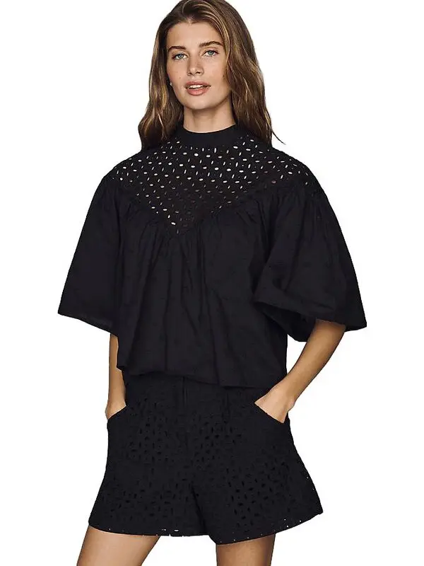 BISHOP + YOUNG Eyelet Cotton Shorts - Black