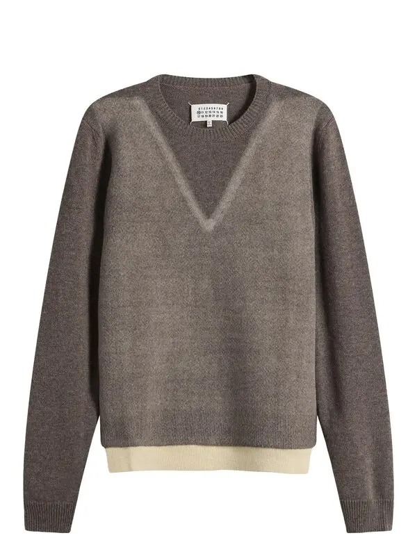 MAISON MARGIELA Fused Knit Crewneck Sweater - Mud/ecru