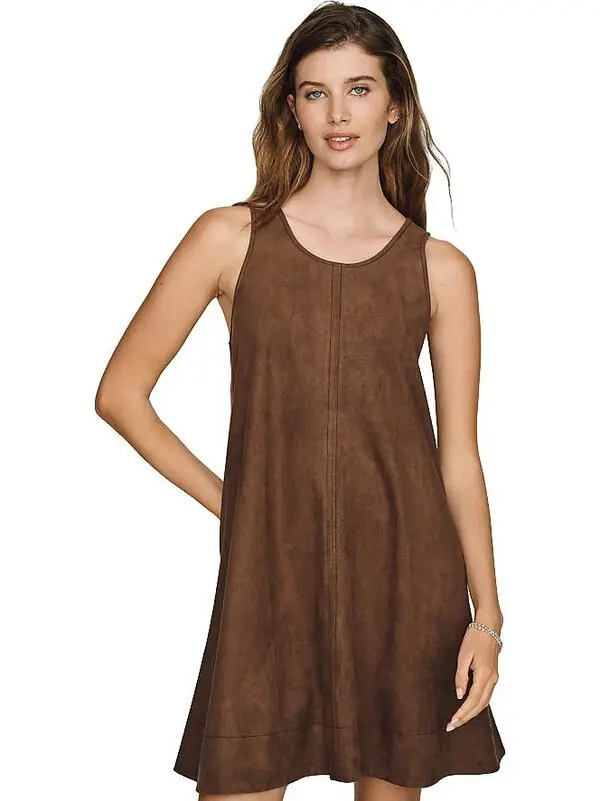 Maeve Keiko Suede Mini Dress - Brown
