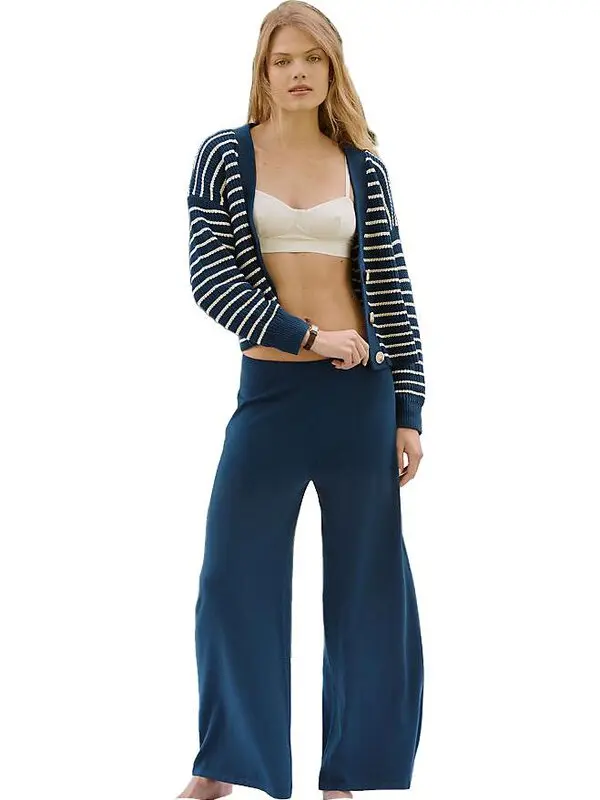 Eberjey Fine Gauge Wide Leg Pants - Navy