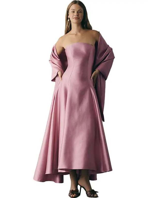 MARE MARE Strapless Drop-waist Midi Dress - Pink