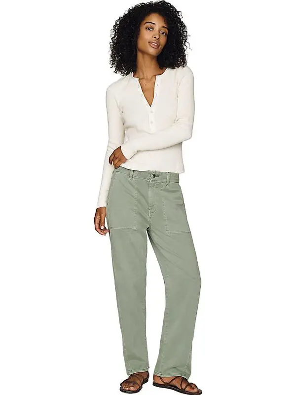 Anthropologie Ag Jeans Analeigh Mid-rise Straight-leg Pants - Faded Moss